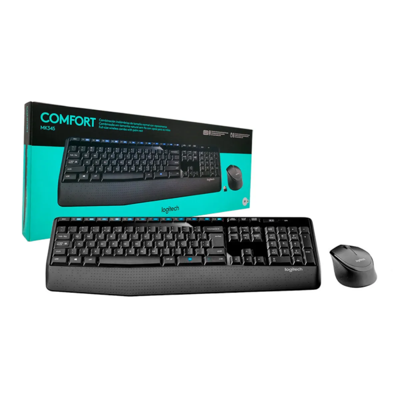 Kit Teclado E Mouse Logitech Mk345 Sem Fio Teclado Com Apoio E Mouse ...