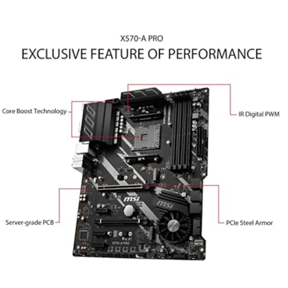 PLACA MÃE MSI X570-A PRO AMD M.2 DDR4 911-7C37-023 - Microgem
